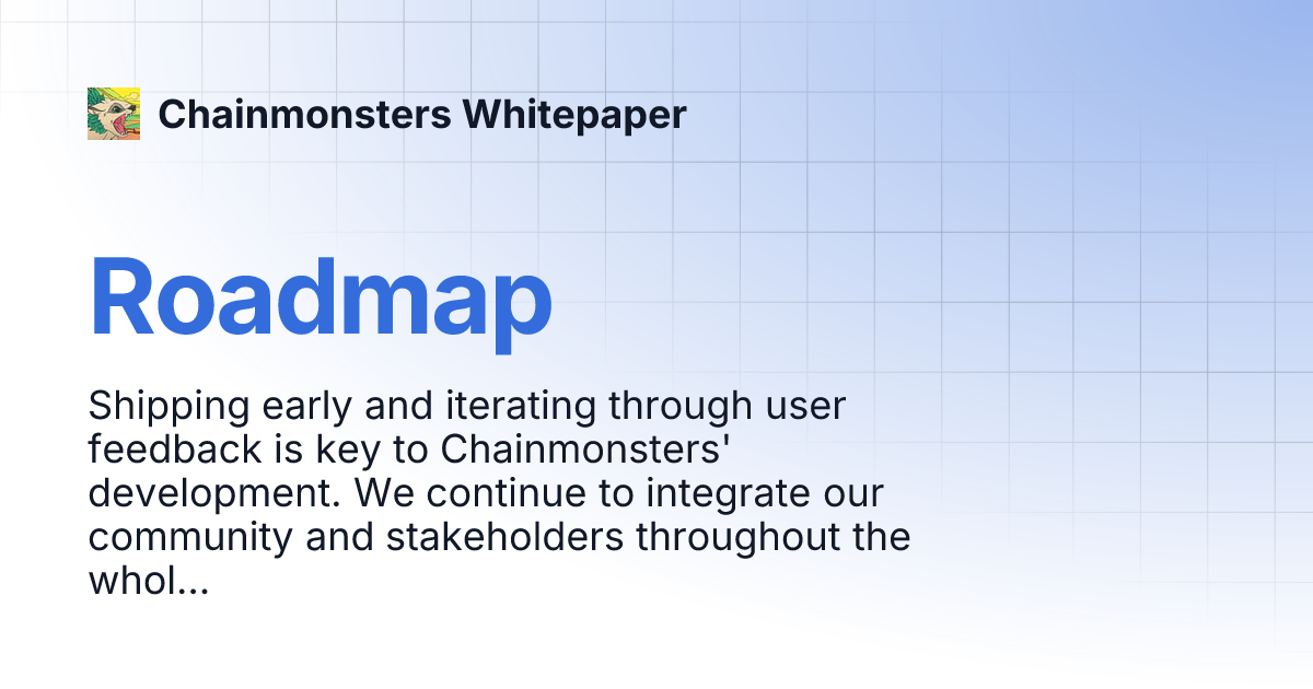 Roadmap | Chainmonsters Whitepaper